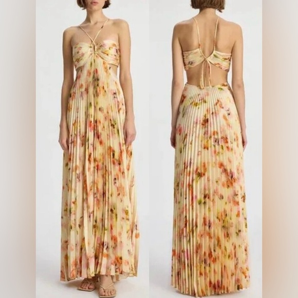 A.L.C. | Dresses | New Alc Moira Floral Satin Pleated Halter Cutout ...
